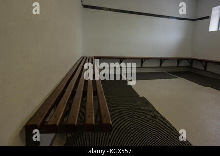 Interior of empty changing room of football Stock Photo - Alamy