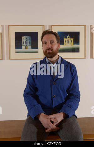 Artist Ed Kluz with paintings from his exhibition at Yorkshire ...