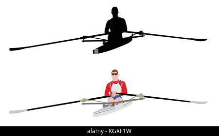 Rowing sport icon. Rower silhouette symbol on isolated background ...