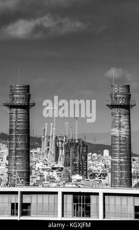 The Three Chimneys, Barcelona, Spain, with Sagrada Família in the ...
