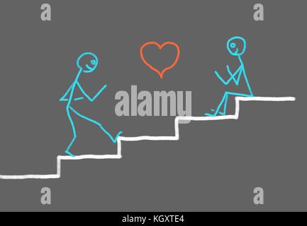Stick Figure Going Ahead Step by Step Stock Photo - Alamy