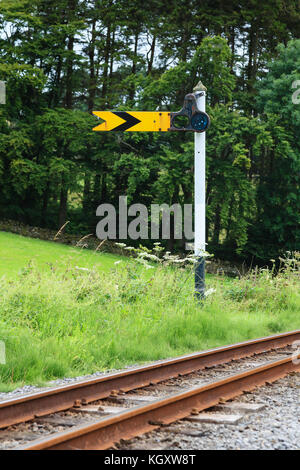 traditional British semaphore railway yellow arm distant signal Stock ...