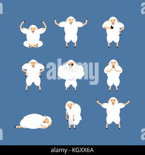 Sheep yoga poses collection. Farm animals set. Flat design. Vector ...