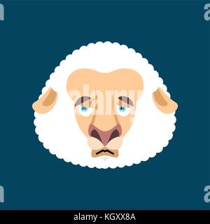 Ram sad face avatar. Sheep Farm animal sorrowful emoji. Vector ...