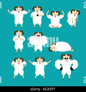 Sheep yoga poses collection. Farm animals set. Flat design. Vector ...