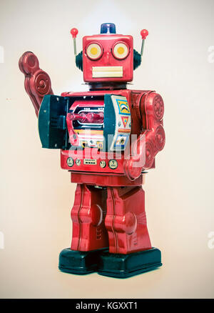 A large metalic robot toy standing Stock Photo - Alamy