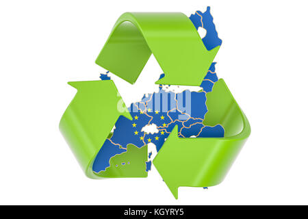 Waste recycling in the European Union. Colored recycling bins with the ...