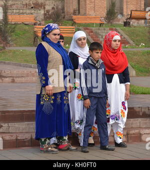Tajik girls posing in Central Park, Dushanbe, Tajikistan Stock Photo ...