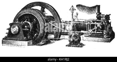 A small early 1900s 75 kVA direct-driven power station AC alternator ...