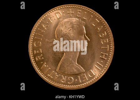 1 Penny coin, Queen Elizabeth II, UK, 1967 Stock Photo - Alamy