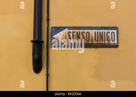 Italian one way (senso unico) traffic sign isolated Stock Photo - Alamy