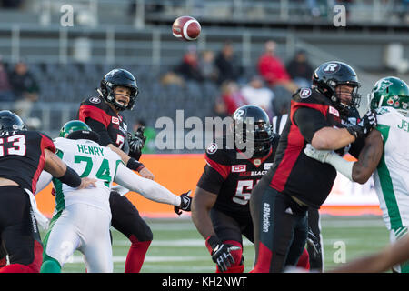 Saskatchewan Roughriders quarterback Trevor Harris stands on the field during a walkthrough ...