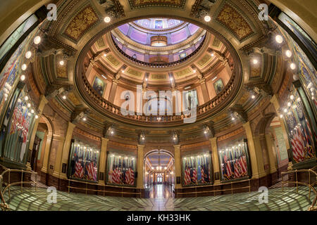 Interior of the rotunda in the Michigan State Capitol building Stock ...