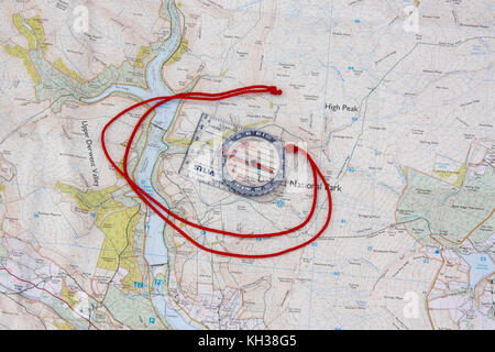 Compass on Ordnance Survey map of Kent England August Stock Photo - Alamy