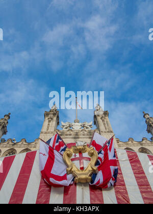 City of London The Guildhall Union Flags and flag of St George hung as ...