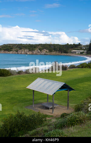View from across Horseshoe Bay, Port Elliot, South Australia, with a ...
