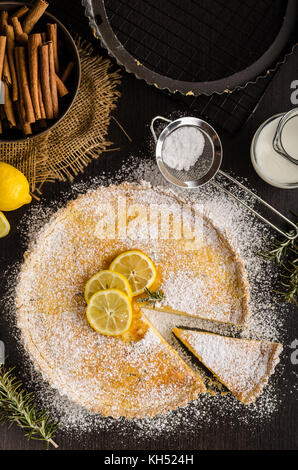 Delish leamon tart, delicious dessert, place for text Stock Photo - Alamy
