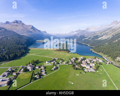 Engadin, Engadine, Sils Baselgia, village, church, religion, cloister ...