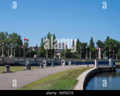 Canada, Saskatchewan, Regina: Albert Street Bridge with Buffalo Relief ...