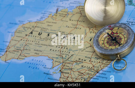 Close up of map of Brisbane on the East coast of Australia Stock Photo ...