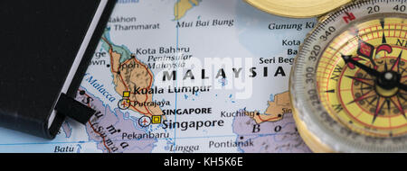 compass and tourism map of Malaysia Stock Photo - Alamy