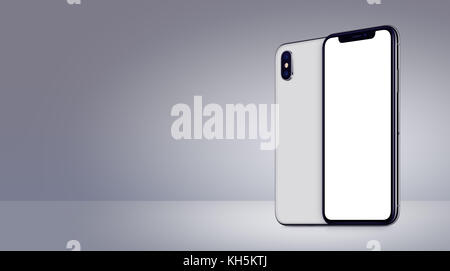 Black rotated smartphones similar to iPhone X mockup front and back ...