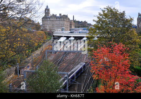 Famous Edinburgh Waverly Train Station signs on Princes Street Stock ...