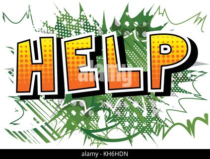 Help - Comic book style phrase on abstract background Stock Vector ...
