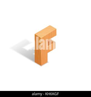 Isolated geometric wood letter. 3d wooden symbols. Vector illustrations ...