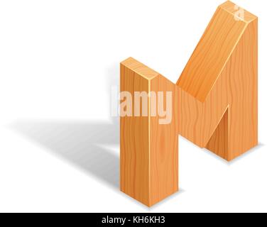 Isolated geometric wood letter. 3d wooden symbols. Vector illustrations ...