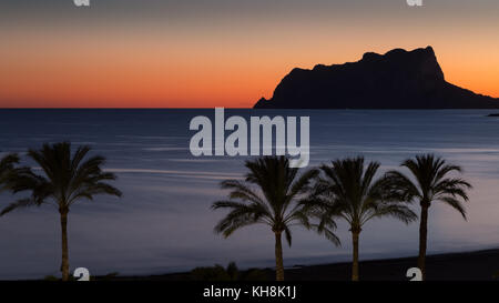 Sunset over Calpe Moraira, Spain Stock Photo - Alamy