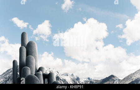 Multiple stone columns with breathtaking landscape Stock Photo - Alamy
