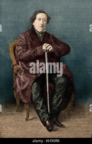 Gioacchino Rossini - portrait. A woodcut engraved by Robert in 1867 ...