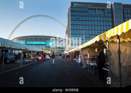 Wembley Market reopens in a new site in front of Wembley Stadium Stock ...