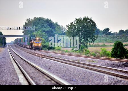 Heavy goods train passing through Lewisham Station Stock Photo - Alamy