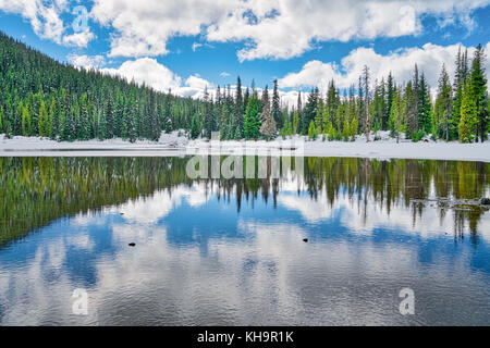 An early season snowfall coats the terrain at Devils Lake in the ...