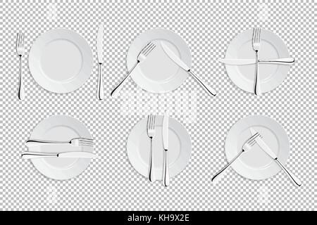Table manners. Cutlery etiquette. Vector icon set simple flat. Eating ...