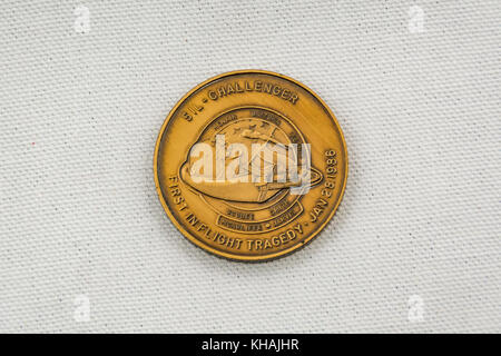 Memorial coin for 1986 NASA Challenger Disaster Stock Photo - Alamy