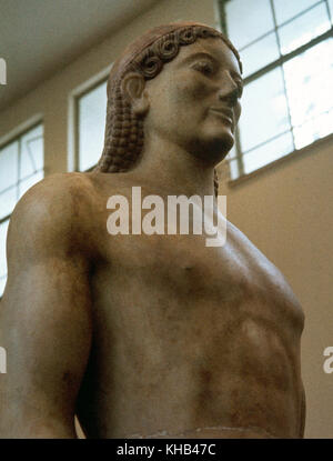 Statue of a Kouros Greek, about 530 B.C., or modern forgery Marble ...