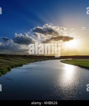 good sunset over river Stock Photo - Alamy
