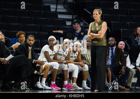 Wake Forest coach Jen Hoover gestures during the second half of an NCAA ...