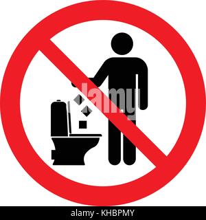 Do not litter in toilet icon. Keep clean sign. No to throw garbage Stock Photo: 164279785 - Alamy