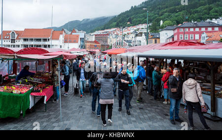 Bergen Norway Europe Popular market stalls on Vågsallmenningen busy ...