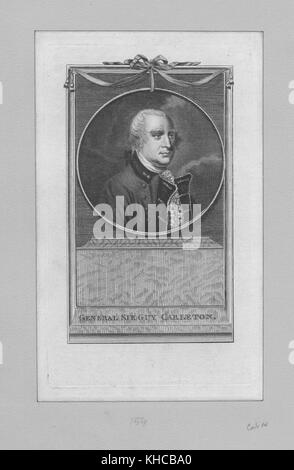 Engraved portrait of Sir Guy Carleton, commander of British troops in ...