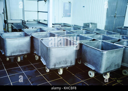 trolley for food at the meat factory Stock Photo - Alamy