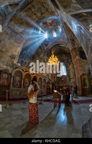 SAPARA MONASTERY, AKHALTSIKHE, GEORGIA - 05 AUGUST 2017: Interior of ...