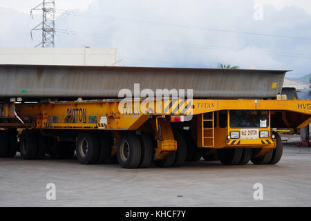 Shipyard transporter trailer currying a ship block. Camranh Shipyard ...