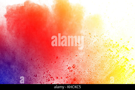 Multicolored powder explosion on white background Stock Photo - Alamy
