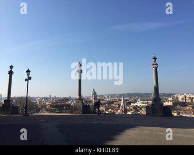 View on Pincian Hill from Piazza del Popolo in the evening dusk Stock ...
