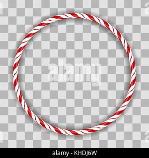 candy cane circle frame isolated on white background. Swirl hard candy ...